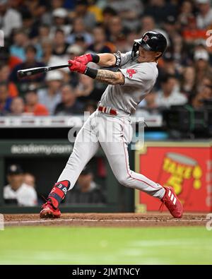 Boston Red Sox Jarren Duran (16) bats during a spring training baseball game against the Miami ...
