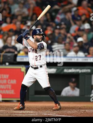 Houston Astros' Jose Altuve bats during the first inning of a spring ...