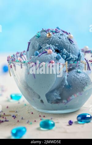 Homemade blue ice cream with anchan tea Stock Photo - Alamy