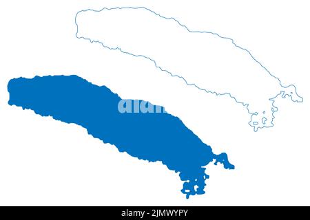 Lake Matano (Republic of Indonesia, Sulawesi) map vector illustration ...