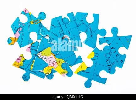 Concept of Globalization. Earth puzzle on white background Stock Photo ...