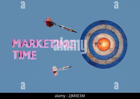 3D Illustration. 3D Rendering. Dart Stuck in Target . Concept business ...