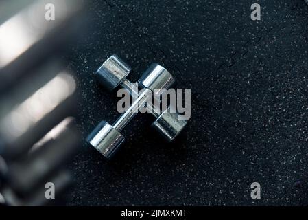 Top view weights floor Stock Photo - Alamy