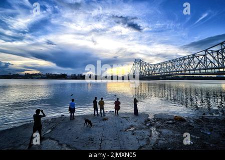 View of Howrah Bridge from Jagannath Ghat Stock Photo - Alamy