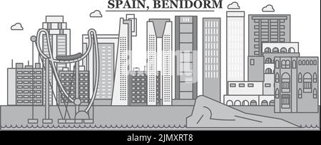 Spain, Benidorm. City skyline architecture, buildings, streets ...