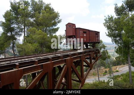 The wagon (or cattle car) monument in memory of those deported by rail ...