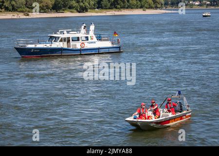rescue boat of the German Life Saving Association DLRG on the Rhine ...