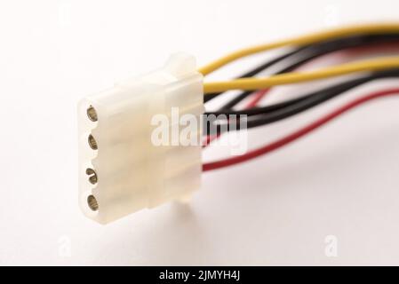4-pin internal computer power cable against white background Stock ...
