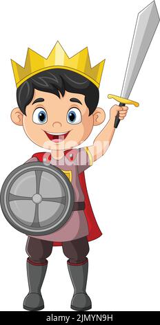 Cartoon prince holding sword and shield Stock Vector Image & Art - Alamy