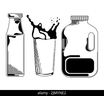 three dairy products set icons Stock Vector Image & Art - Alamy