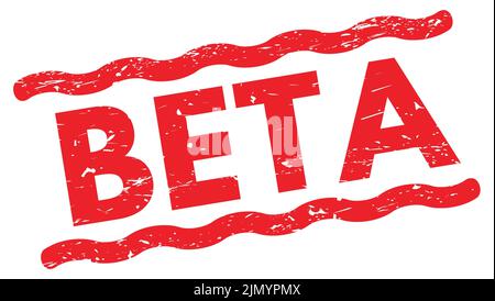 BETA text written on red trapeze stamp sign Stock Photo - Alamy