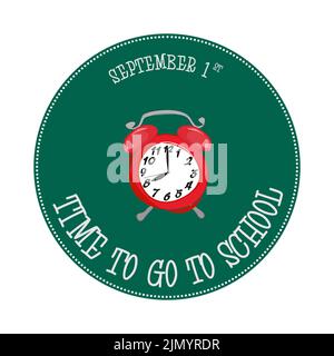 Time to go to school quote. Stylish lettering with school bell Stock ...