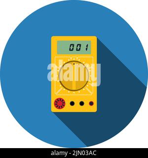 Multimeter Icon. Flat Circle Stencil Design With Long Shadow. Vector ...