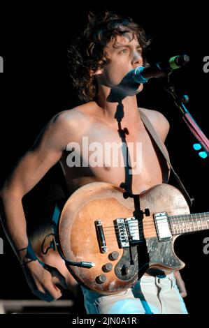 Johnny Borrell of Razorlight performing live as part of the 'Ben ...
