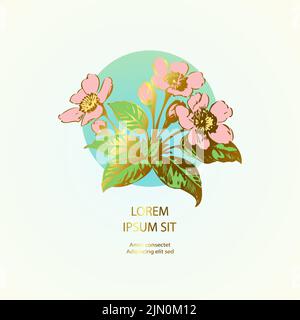 Drawing sakura flowers and leaves on branches. Botanical wedding ...