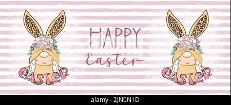 Cute easter gnome mug wrap. Happy Easter holiday illustration Stock ...