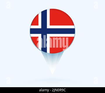 Vector flag Norwegian. Location point with flag Norway inside. Color ...