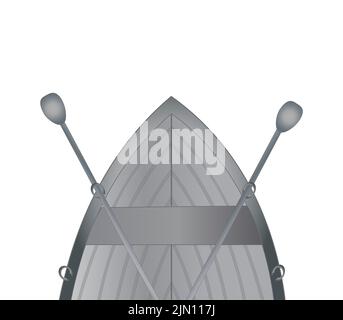 Graphic illustration of the front view of a rowboat and its oars Stock ...