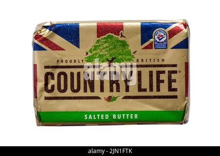 Pack of Country Life salted butter proudly British isolated on white ...