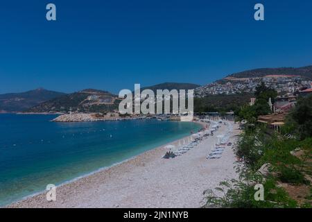 Kalkan public beach, Kalkan, a popular tourist resort, Antalya Province ...