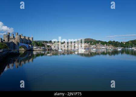 The magnificent Conwy Estuary stretches between Deganwy Castle and ...