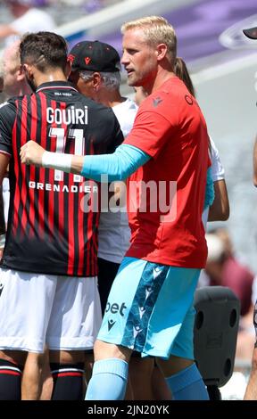 Goalkeeper of Nice Kasper Schmeichel during the French championship ...