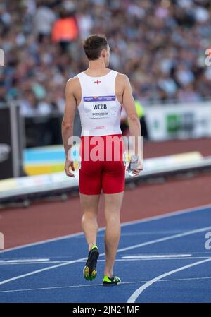 Jamie Webb competing in the men’s 800m B race at the Birmingham Diamond ...
