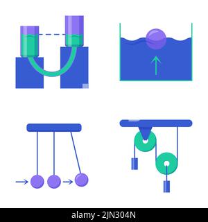 Buoyant force icon set in flat and line style. Law of physics symbol ...
