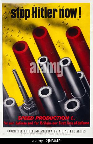 Defend America By Aiding England - Vintage U.S Propaganda Poster Stock ...