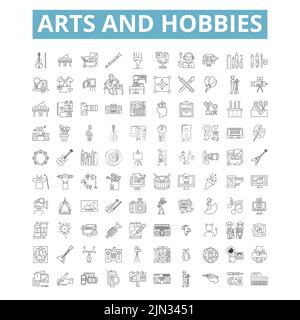 Hobbies icons, line symbols, web signs, vector set, isolated ...