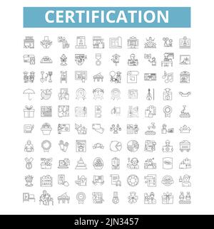 Certification line icons signs set. Design collection of Certificate ...