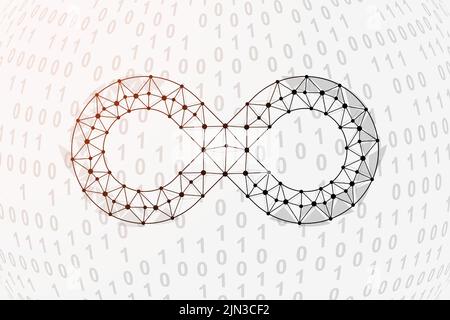 Infinity polygonal symbol with binary code background. Forever concept ...