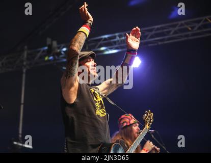 Ken Bonsall lead singer of Ferocious Dog during the bands performance ...