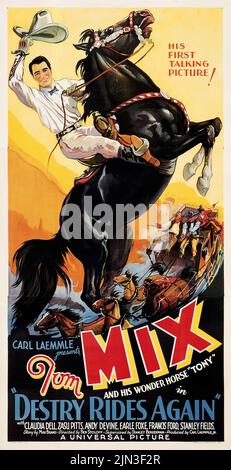 The poster for the film *Destry Rides Again* showcases the key visuals ...