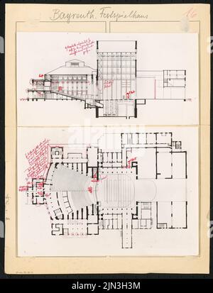 Festspielhaus, Bayreuth: Floor Plan and Longitudinal Section Stock ...