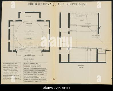 Schauspielhaus, Cologne: Floor Plan and Longitudinal Section Stock ...