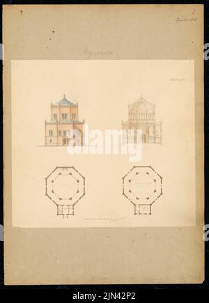 The cross section plan of the synagogue in Rijeka - Lipót Baumhorn ...