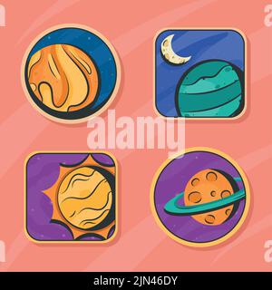 four space outer planets icons Stock Vector Image & Art - Alamy
