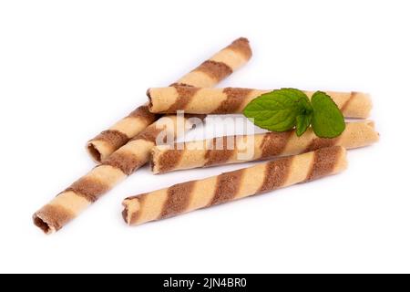 Chocolate wafer stick roll isolated on white background (Turkish name ...
