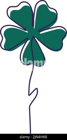 One line continuous lucky four leaves clover symbol concept. Silhouette ...