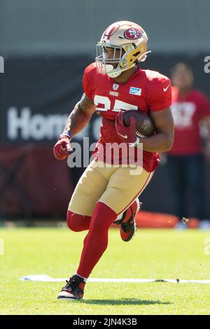 San Francisco 49ers running back Christian McCaffrey (23) warms up ...