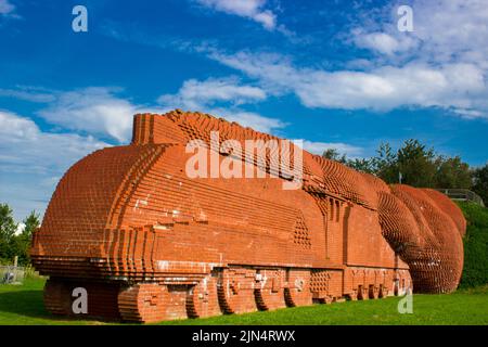 brick train sculpture “Mallard” locomotive Darlington by David Mach ...