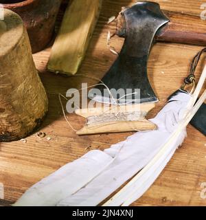Making medieval arrows for bow shooting. Reconstruction of the events ...