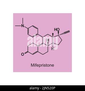 Mifepristone hormone molecular structure on white background. Vector ...