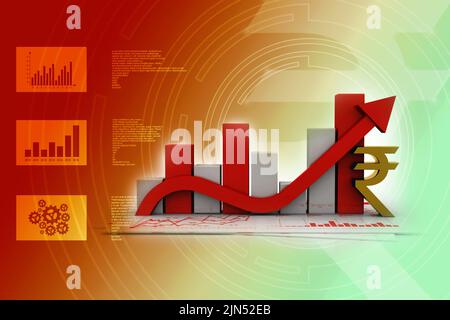 3d rendering Stock market online business concept. business Graph Stock ...
