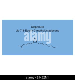 Chemical structure of Disparlure - moth pheromone - on white background ...