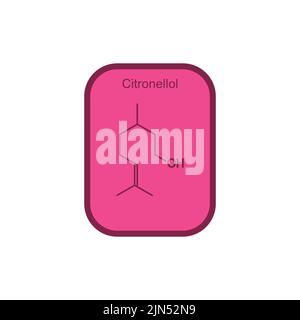 Citronellol (alkene) chemical structure on white background - component ...
