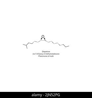 Chemical structure of Disparlure - moth pheromone - on blue background ...