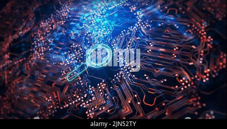 Image of magnifying glass with pricing strategy text over computer ...