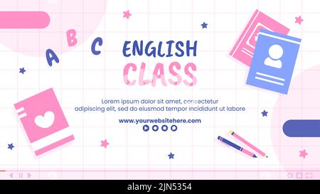 English Class Template Background Hand Drawn Cartoon Flat Illustration ...